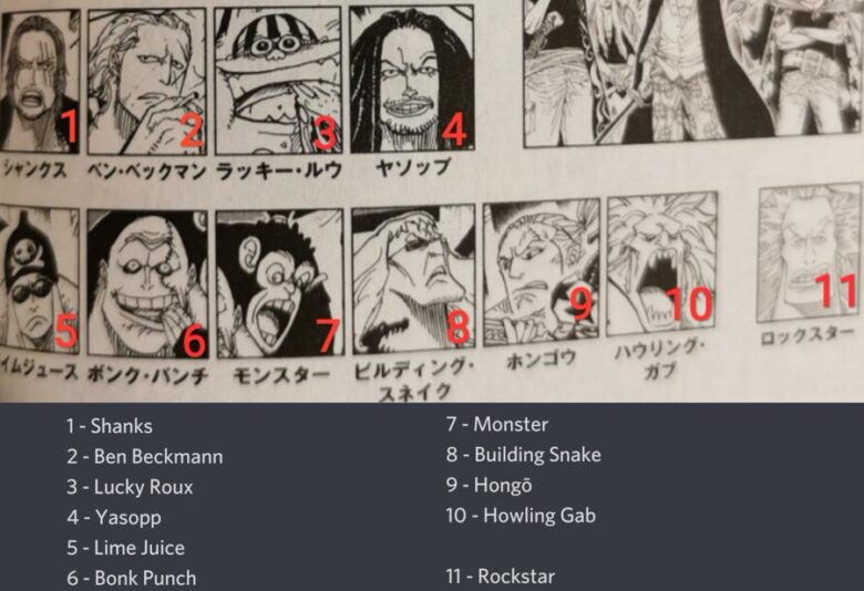 One Piece : L'équipage de Shanks, le père de Zoro, les Mugiwaras à 50 ans